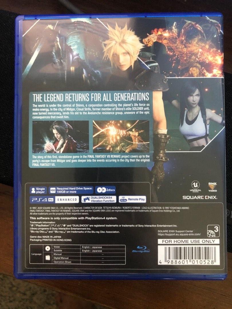 Final Fantasy 7 Remake PS4, Video Gaming, Video Games, PlayStation on Carousell