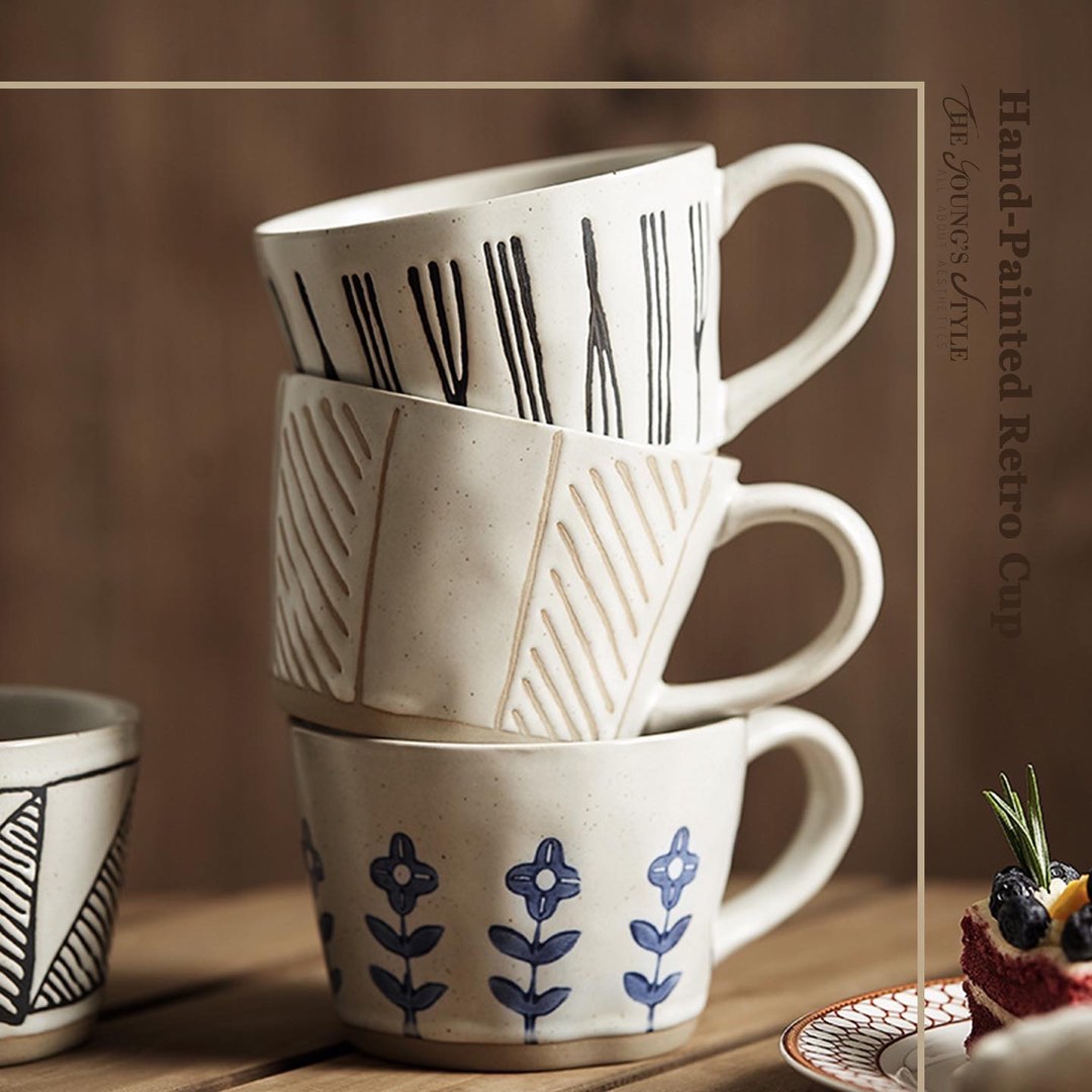 Hand-Painted Retro Cup, Furniture & Home Living, Kitchenware ...