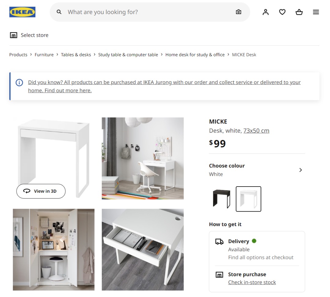 IKEA MICKE Work Study Desk Table, Furniture & Home Living, Furniture ...