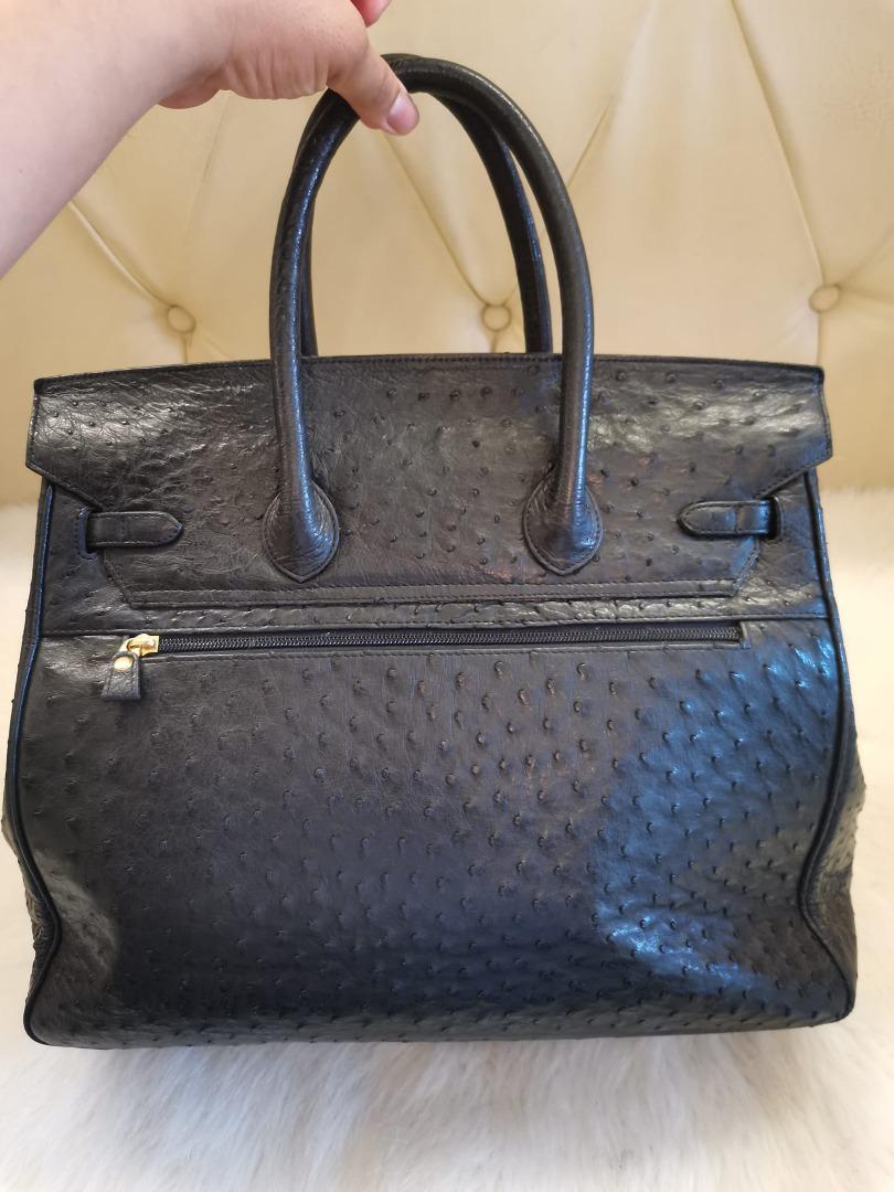 JRA BLACK OSTRICH SKIN BERKIN BAG 35, Luxury, Bags & Wallets on Carousell