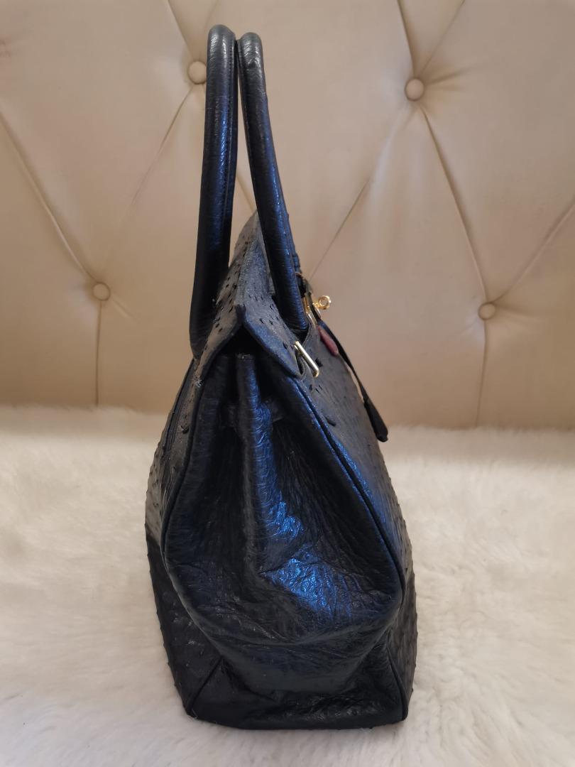 JRA BLACK OSTRICH SKIN BERKIN BAG 35, Luxury, Bags & Wallets on Carousell