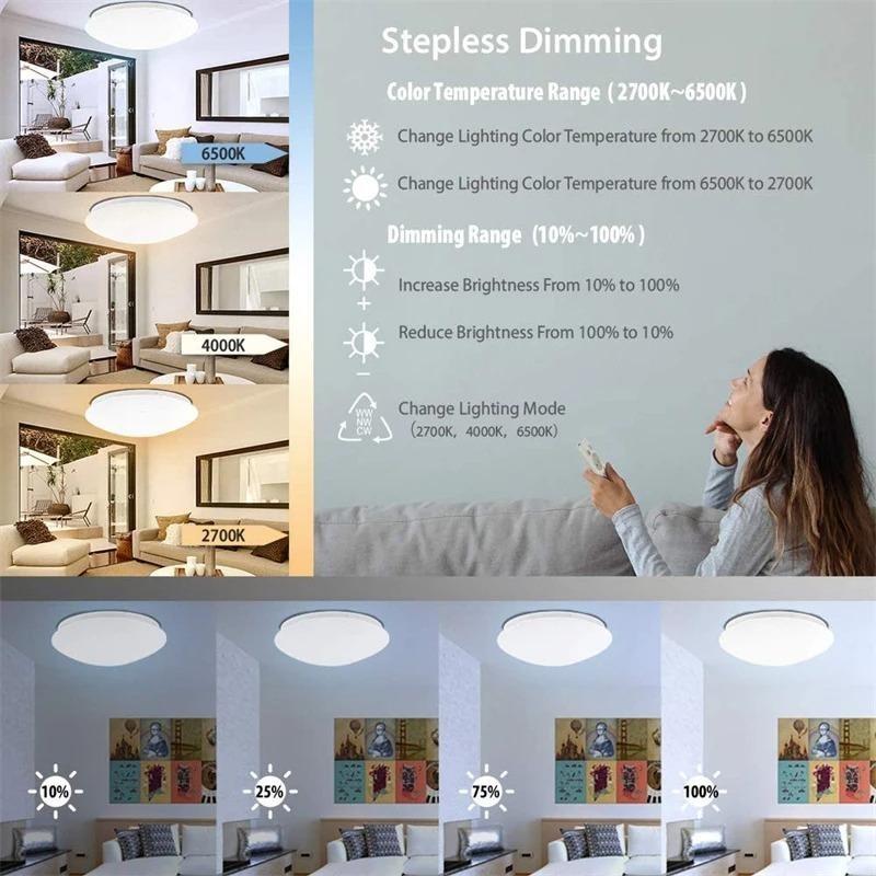 LED Bathroom Ceiling Lamp RGB White Dimmable 18W 1800 Lumens LED ...