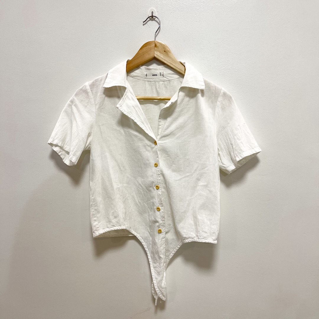 Mango linen top, Women's Fashion, Tops, Blouses on Carousell