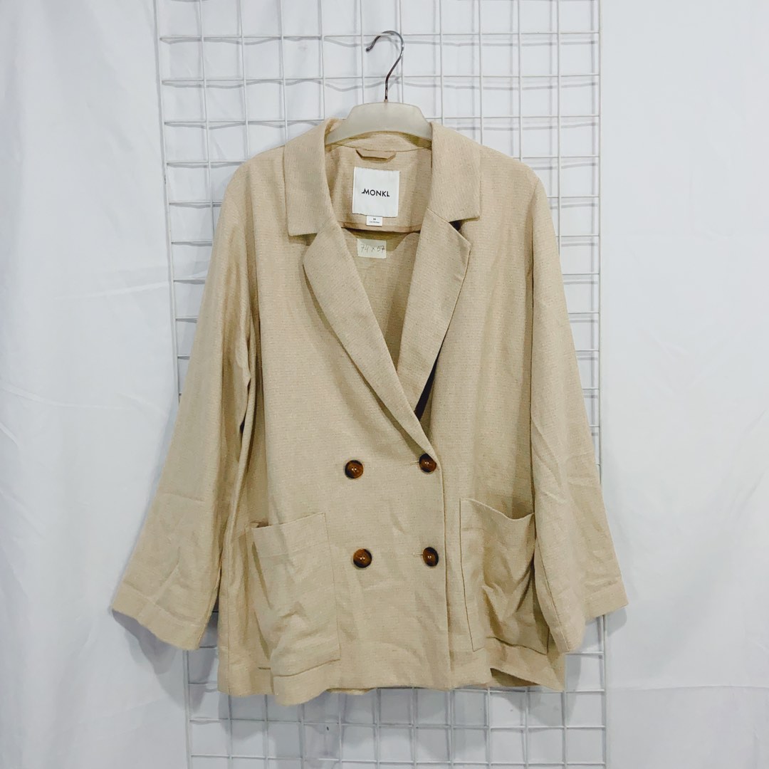 MONKI CREAM OVERSIZED BLAZER, Fesyen Wanita, Pakaian Wanita, Baju ...