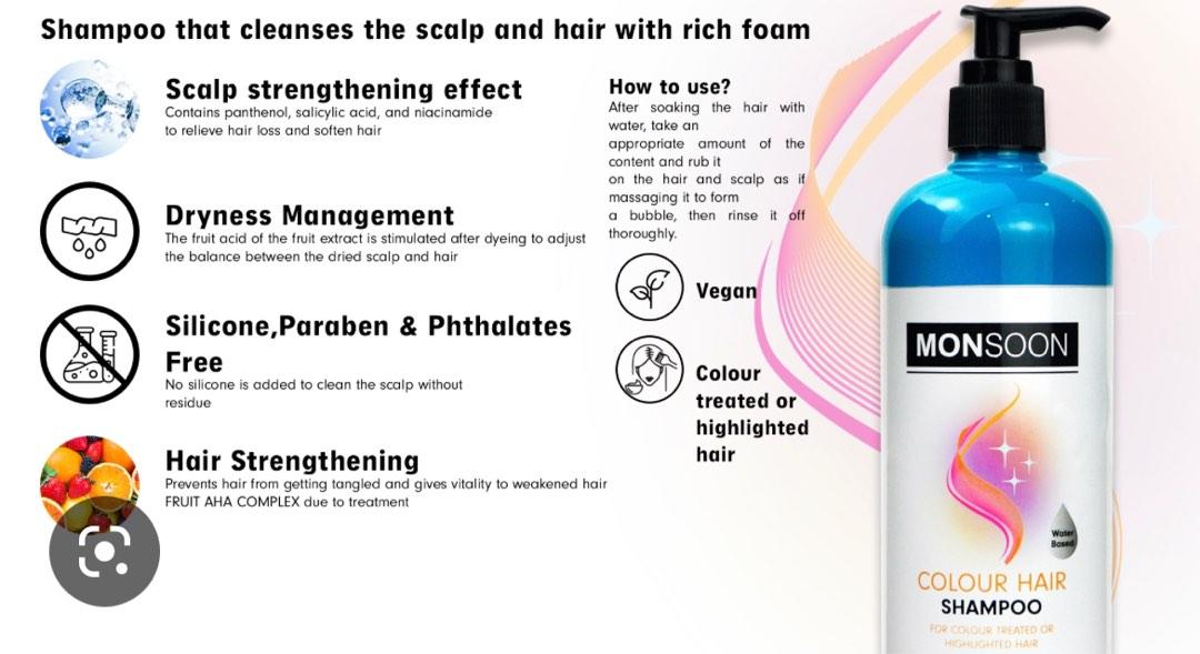 MONSOON COLOUR SHAMPOO, Beauty & Personal Care, Hair on Carousell