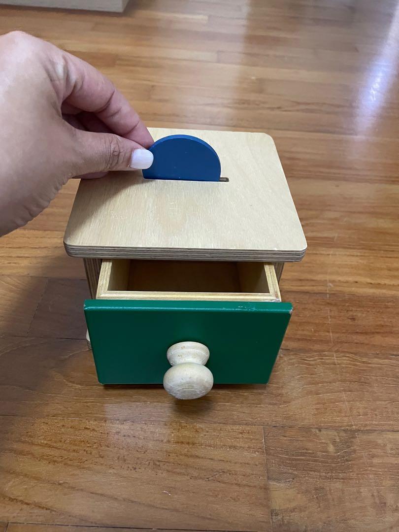 Montessori Wooden Coin Box with Drawer and Coin for Montessori Babies ...