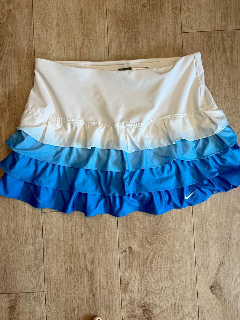 Nike White Blue Ruffles Tennis Skirt, Women's Fashion, Activewear on ...