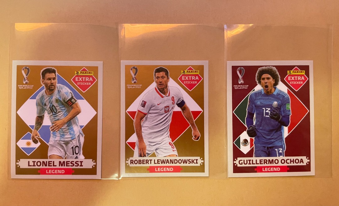 Panini World Cup 2022 Extra Legend Sticker Messi & Lewandowski Bronze ...