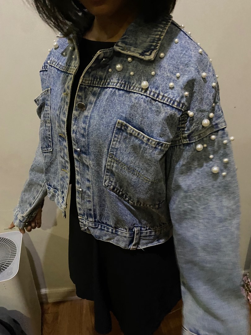 Pearl Denim Jacket, Women's Fashion, Coats, Jackets and Outerwear on ...