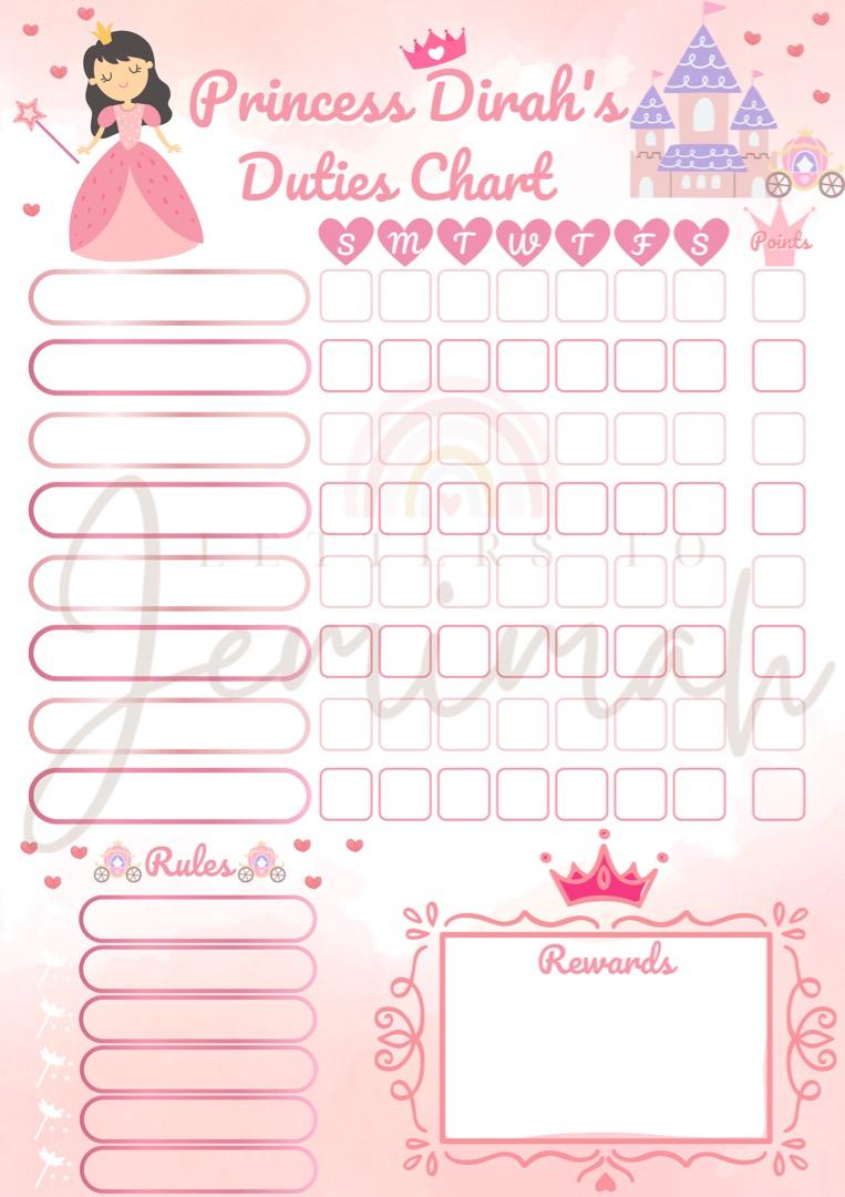 Personalized/Customized Duties Chart | Rewards | Rules | Chart | I Did ...