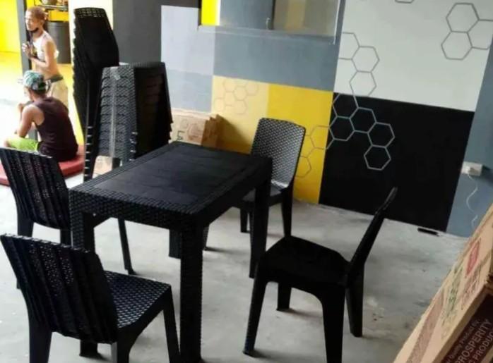 PLASTIC RATTAN STYLE DINING SET TABLE AND CHAIRS, Furniture & Home ...