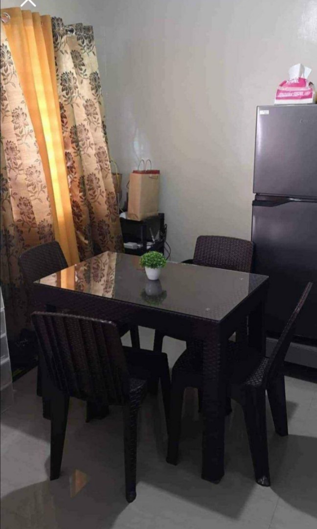 PLASTIC RATTAN STYLE DINING SET TABLE AND CHAIRS, Furniture & Home ...