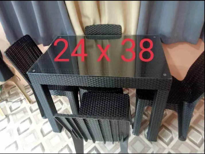 PLASTIC RATTAN STYLE DINING SET TABLE AND CHAIRS, Furniture & Home ...