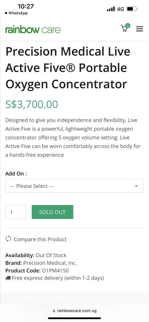 Precision Medical Live Active Five® Portable Oxygen Concentrator ...