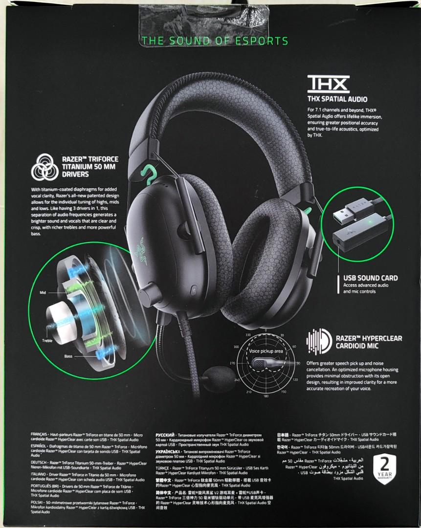 Razer Blackshark V2 + USB sound card, Audio, Headphones & Headsets on ...