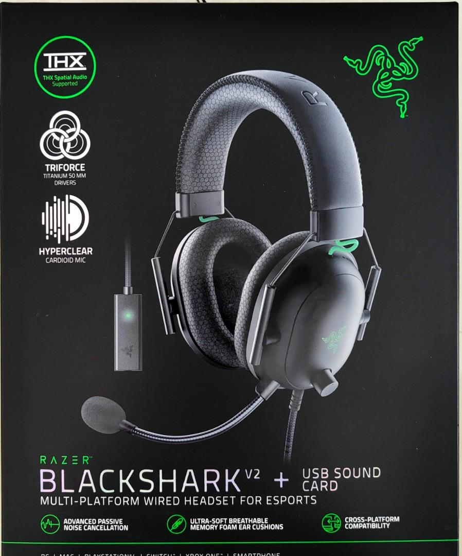 Razer Blackshark V2 + USB sound card, Audio, Headphones & Headsets on ...