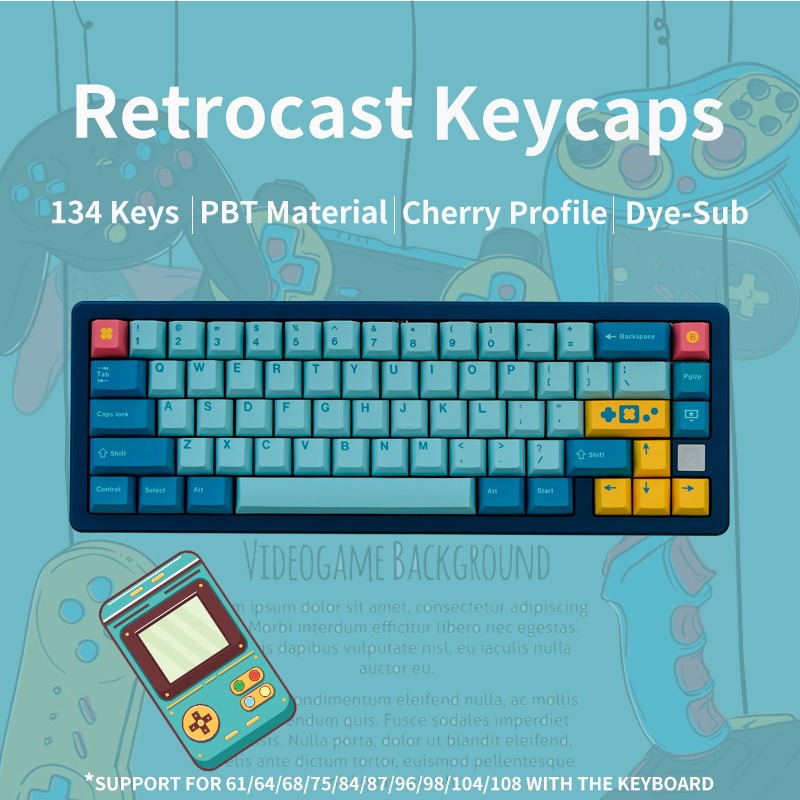 Retrocast Keycaps | Cherry Profile | PBT Dye-Sub | Royal Kludge Tecware ...