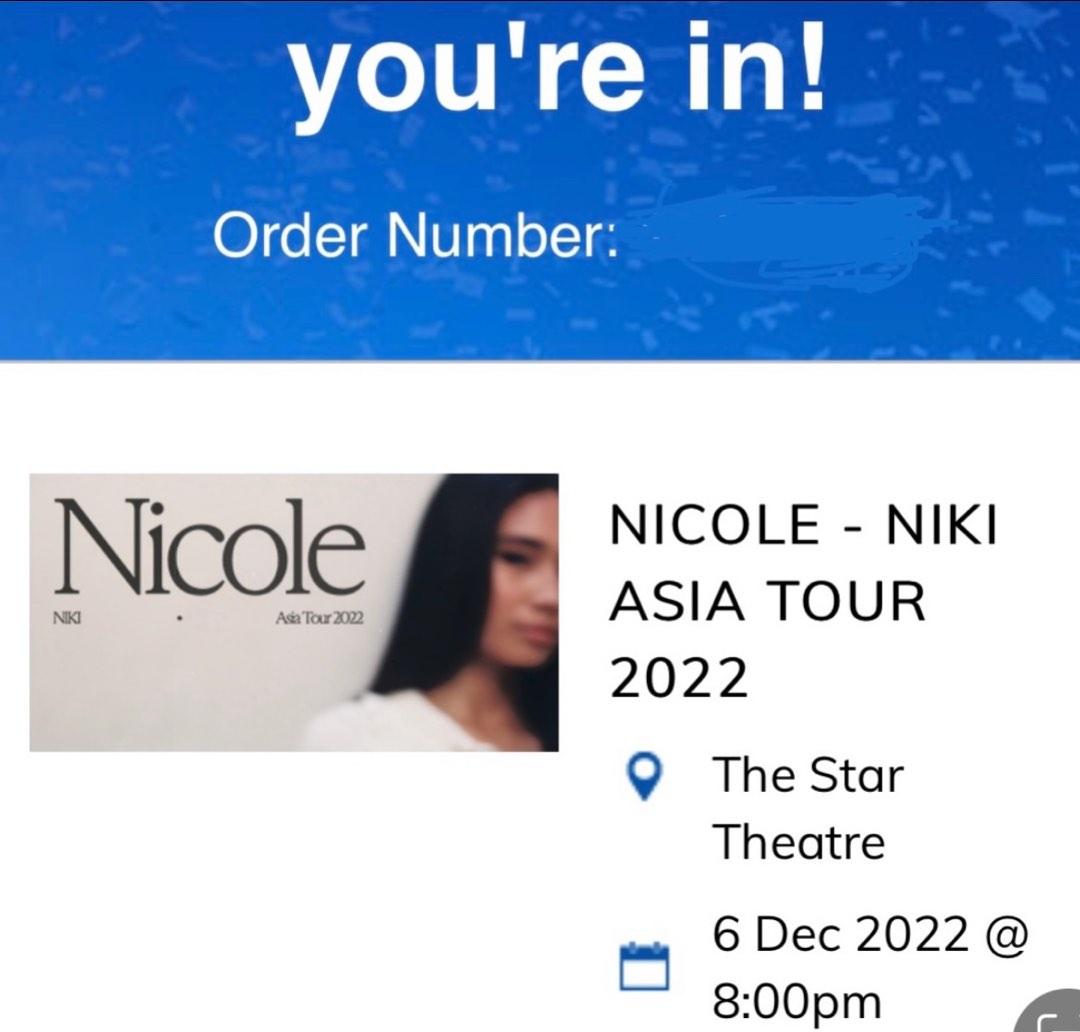[Selling] NIKI Concert | 2 x CAT 3 Ticket @ $140 each, Tickets ...
