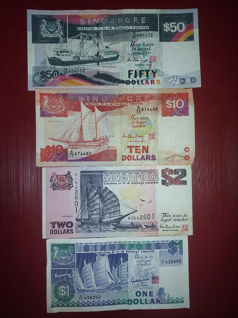 Singapore ship $50, 10, 2 & 1 banknote, Hobbies & Toys, Memorabilia ...
