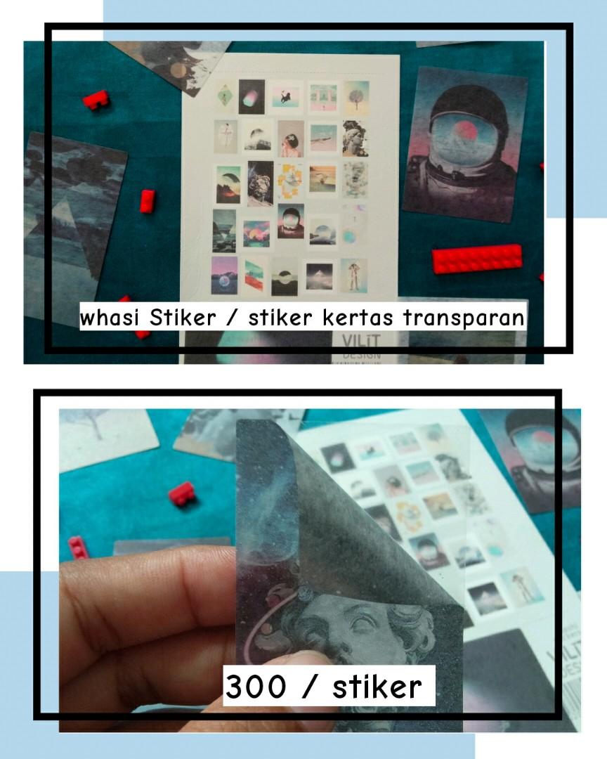 Stiker kertas - Transparan lapis plastik PVC - For Deco journaling art ...
