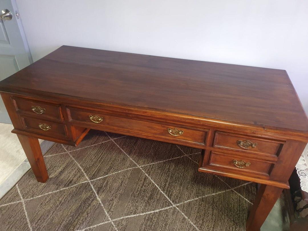 Teak Wood Table with drawers, Furniture & Home Living, Furniture ...