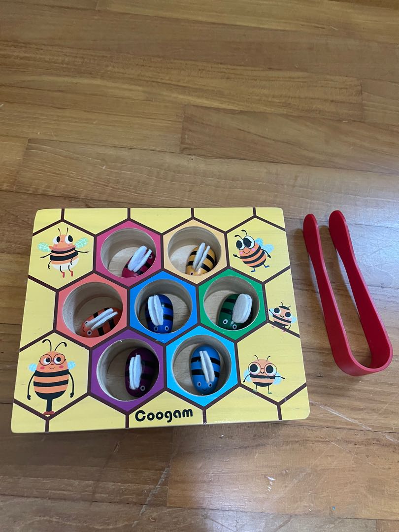 Toddler Fine Motor Skill Toy, Clamp Bee to Hive Matching Game ...