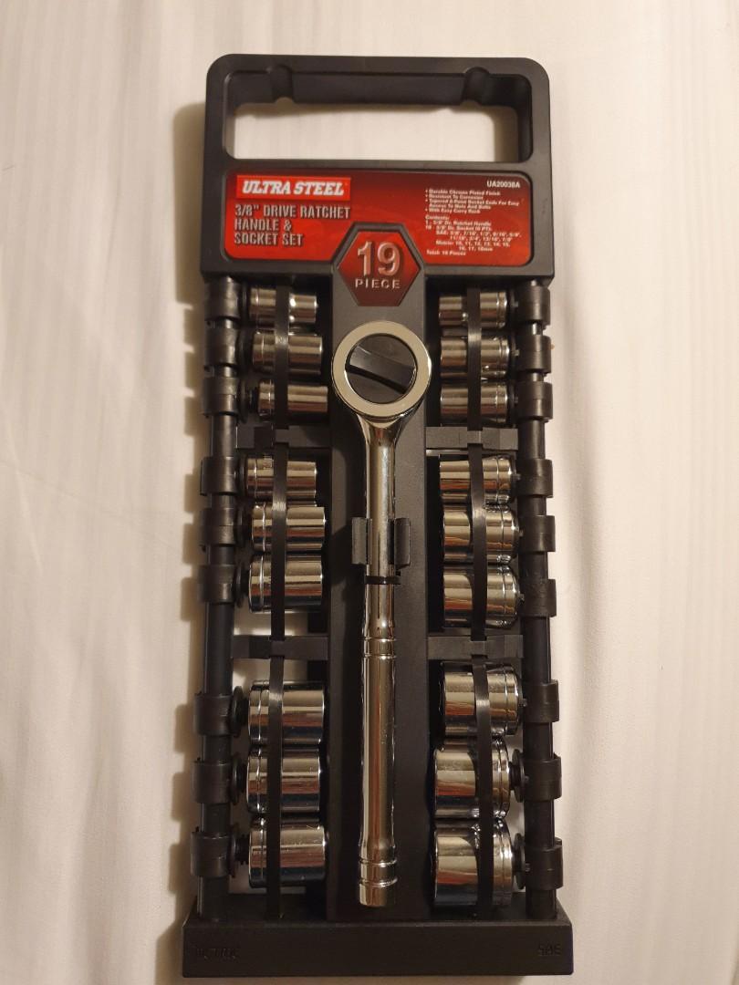 ULTRA STEEL - 3/8" Drive Ratchet Handle & Socket Set, Furniture & Home ...