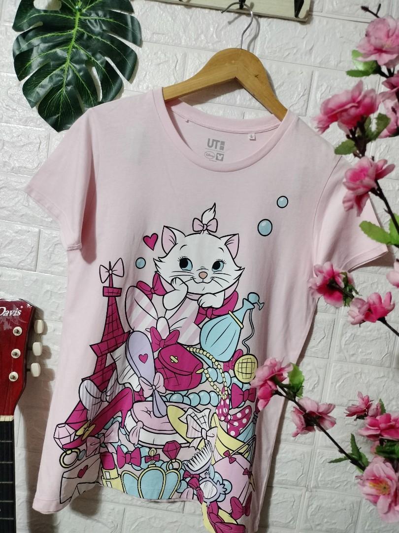 Uniqlo UT Disney Aristocats Marie Pretty Cat Pink Top, Women's Fashion ...