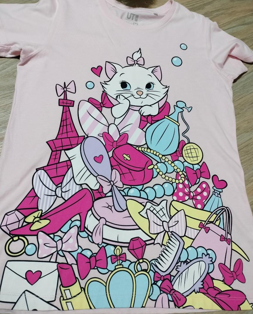 Uniqlo UT Disney Aristocats Marie Pretty Cat Pink Top, Women's Fashion ...
