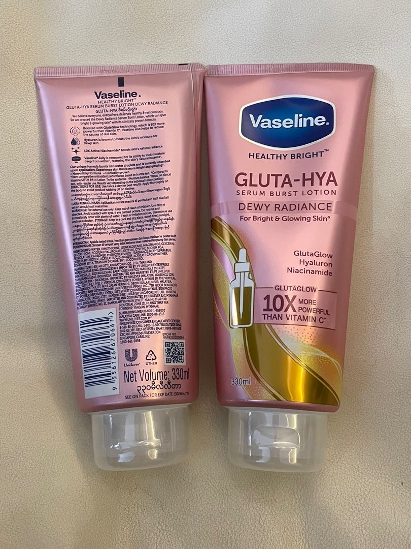 Vaseline Gluta-Hya Serum Burst Lotion Dewy Radiance 330ml Bundle of 2 ...