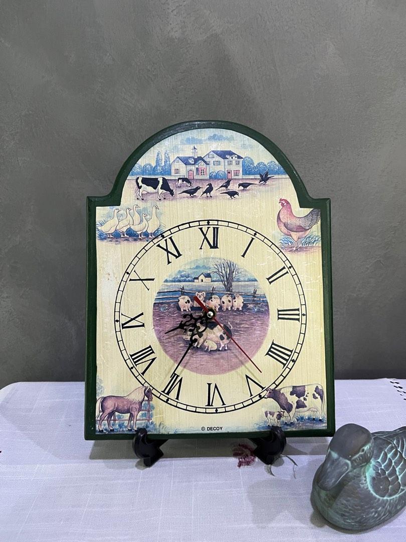 Vintage Cottage Wood Frame Country Farm Animal Theme Clock, Hobbies ...