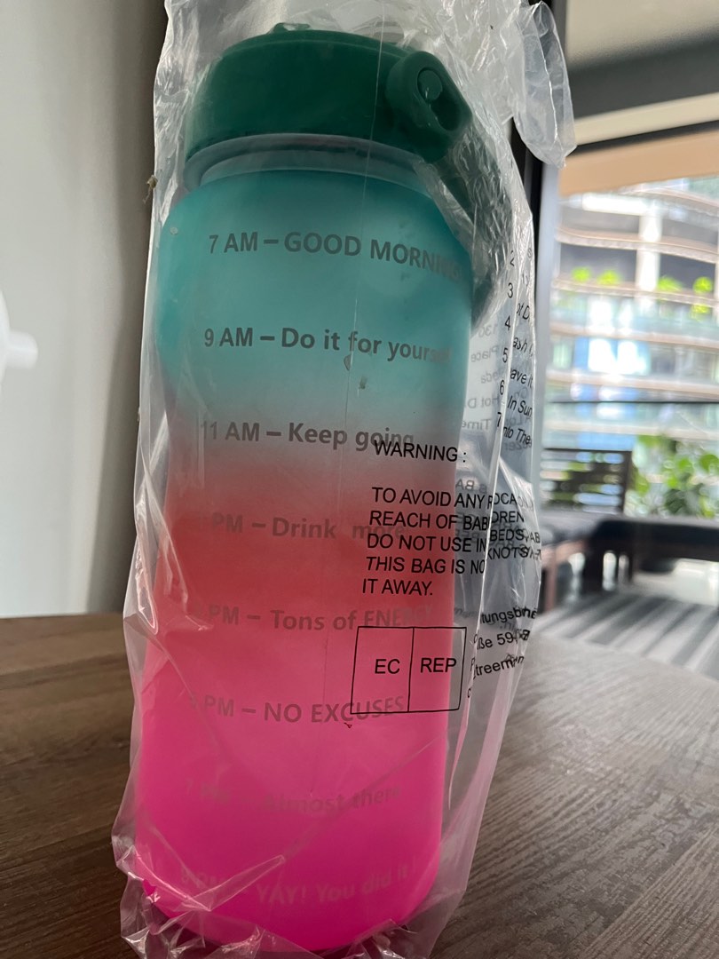 Water Bottle with time markings, Furniture & Home Living, Kitchenware ...
