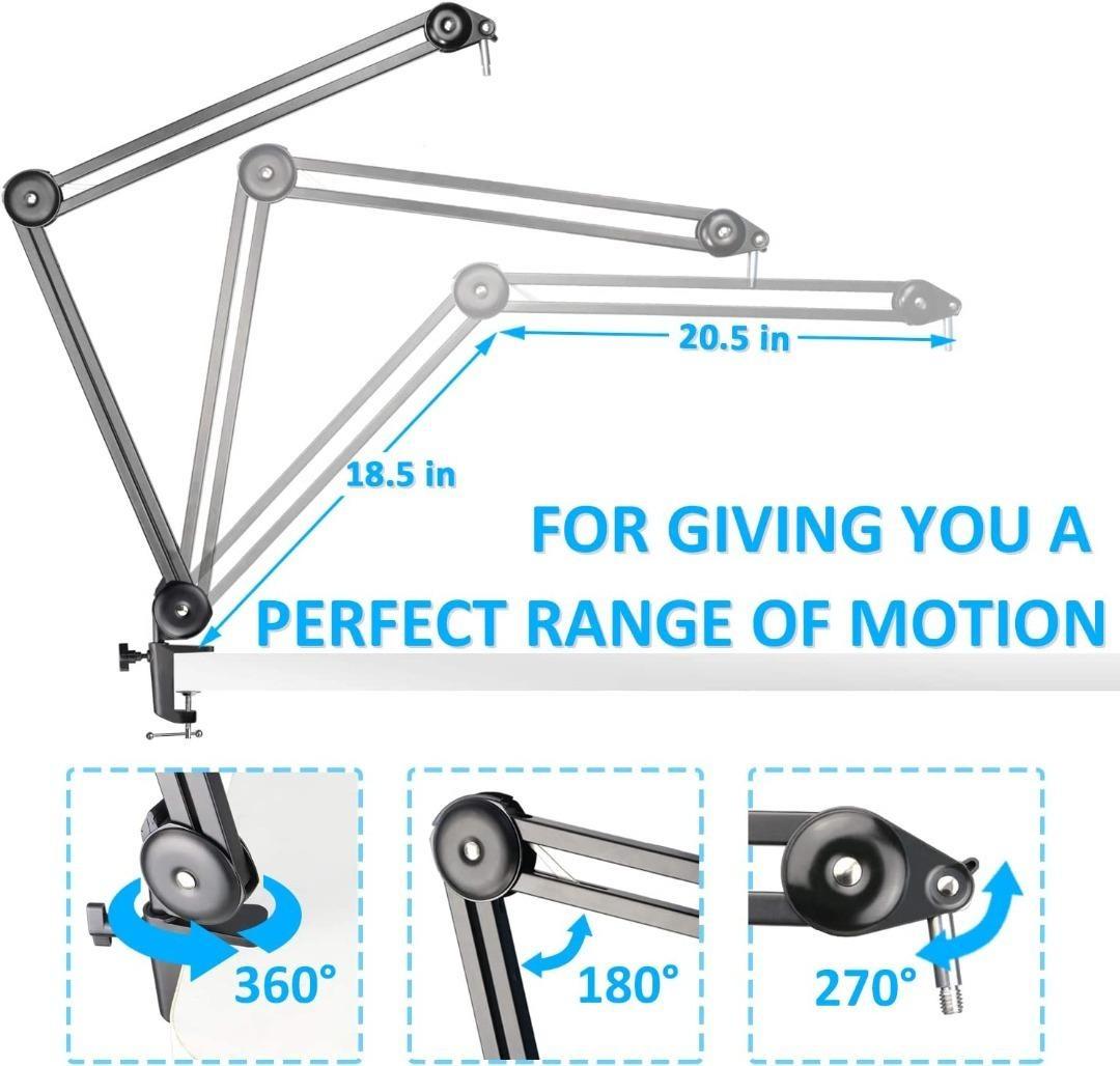 YOUSHARES Shure SM7B Boom Arm with Pop Filter - Suspension Boom Scissor ...