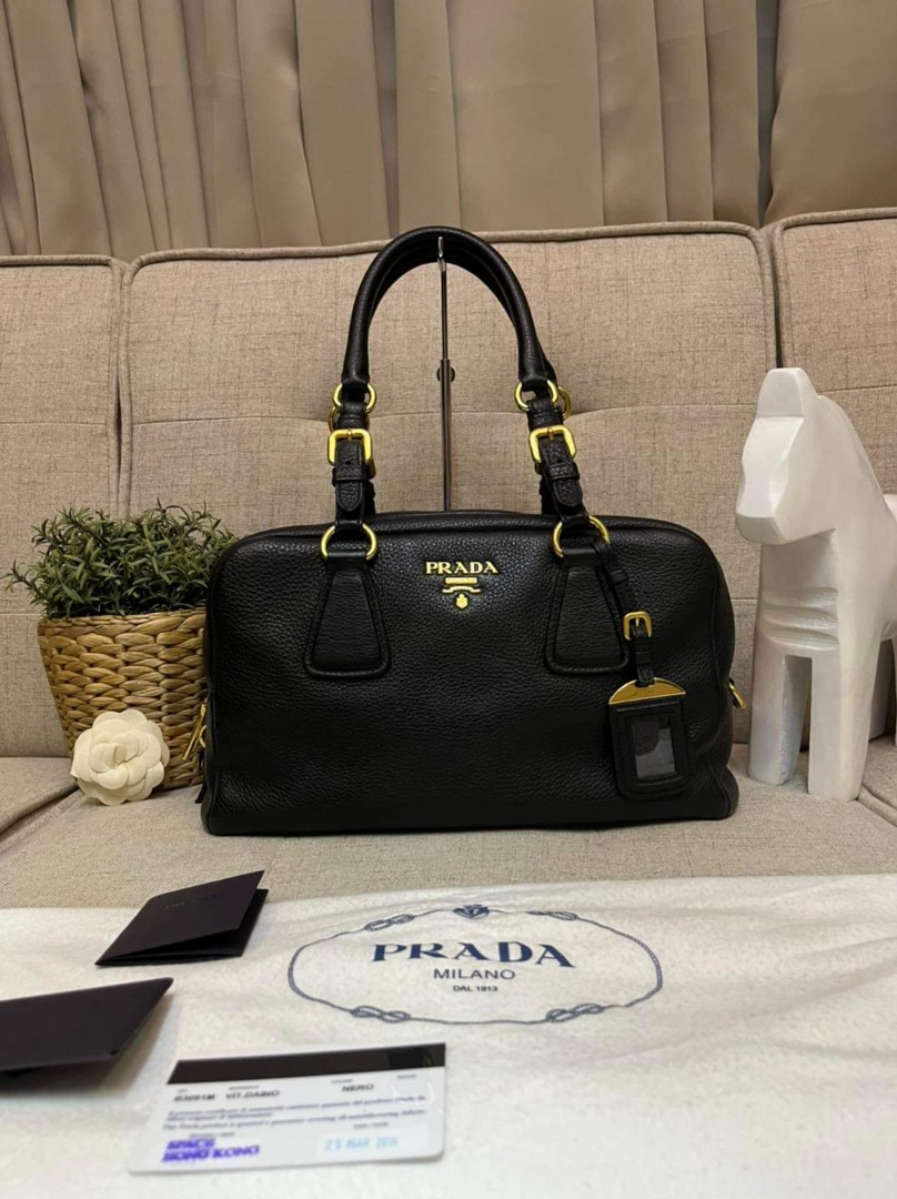 100% Authentic Prada B3091M Vitello Daino Nero Condition: 9/10 Comes with Dustbag, Card, Booklet ...