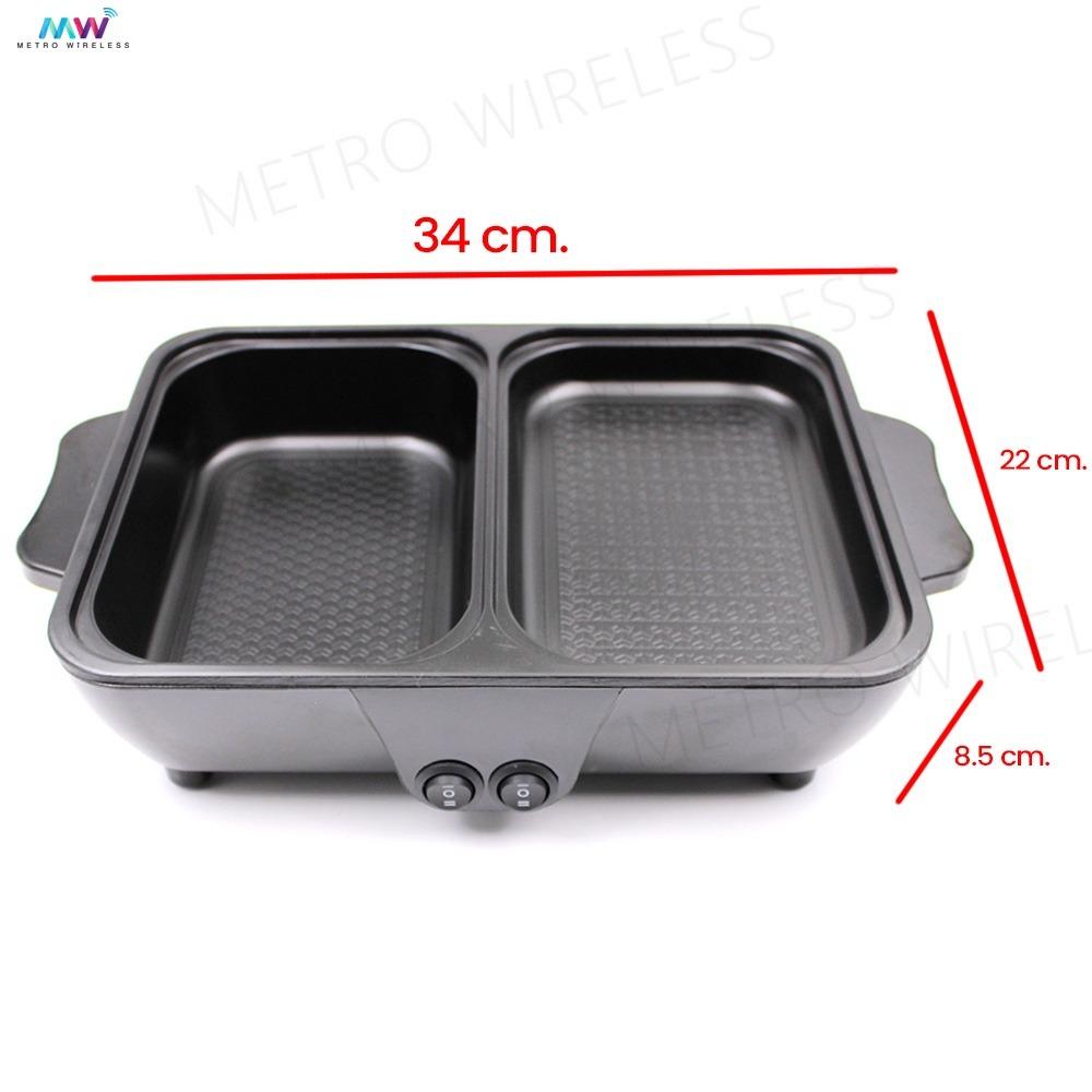 2 in 1 Electric Non stick Hotpot Grill Fry Stir-Fry Mini Portable ...
