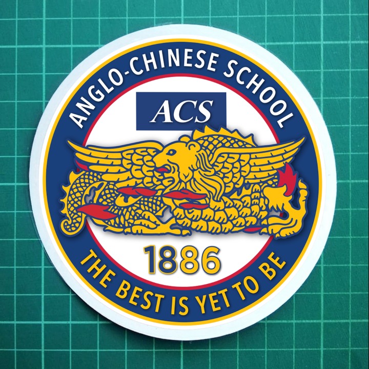 ACS Anglo Chinese School 1886 . Souvenir Static Cling Car Windscreen ...