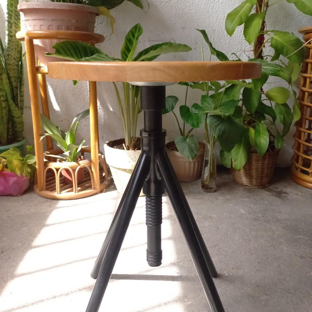 Adjustable height solid wood round bolt stool minimalist modern ...