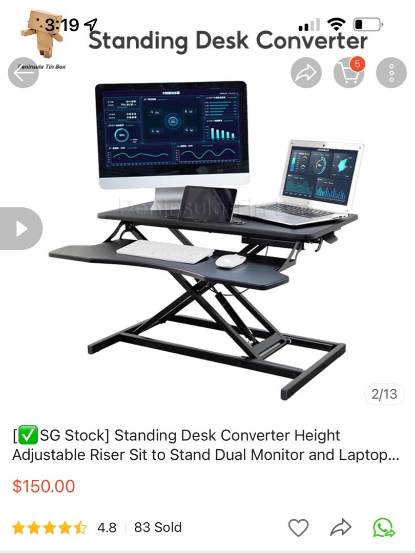 Adjustable Riser Sit to Stand Dual Monitor and Laptop Workstation ...