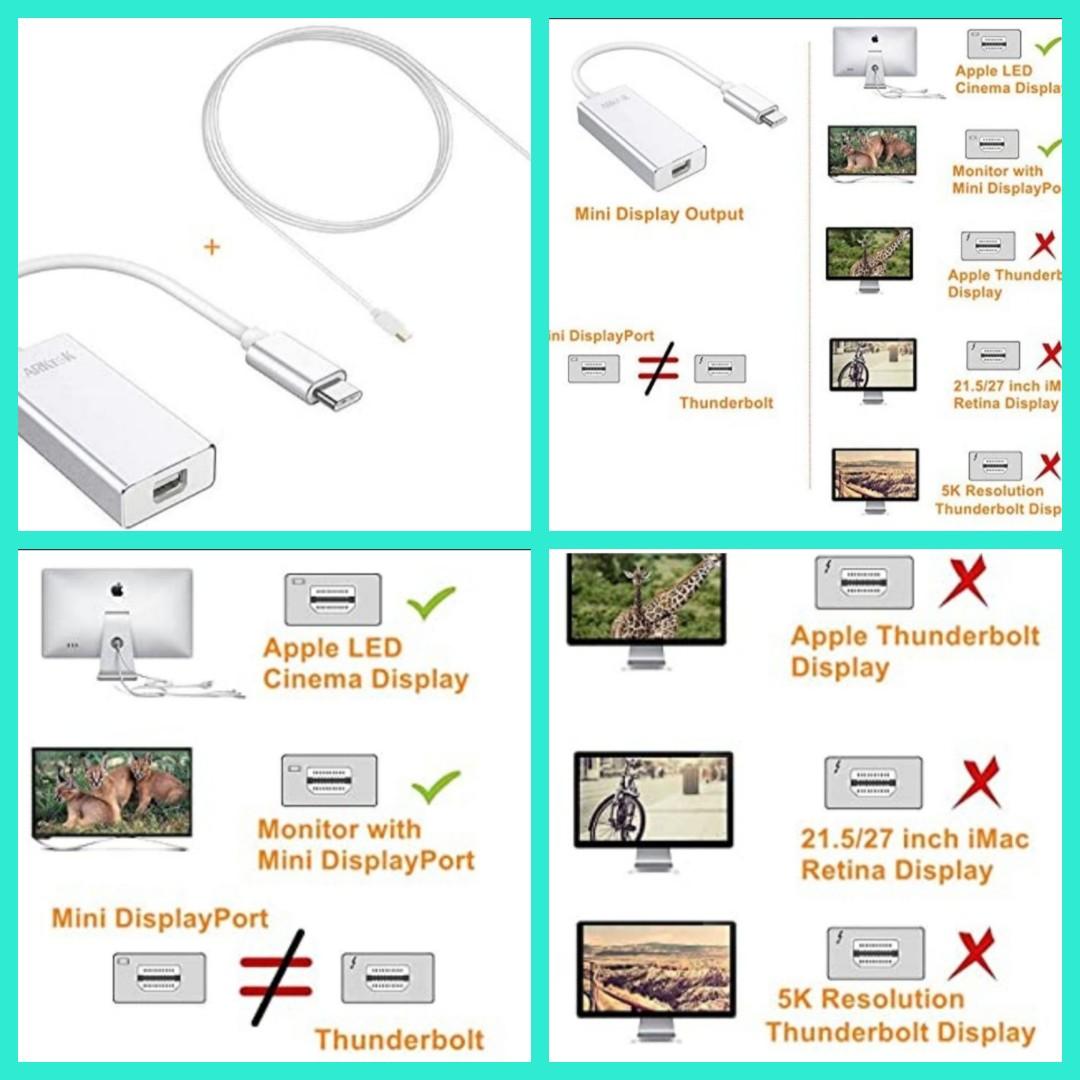 ARKTEK USB-C to Mini DP Adapter with Mini DP Cable USB Type C ...