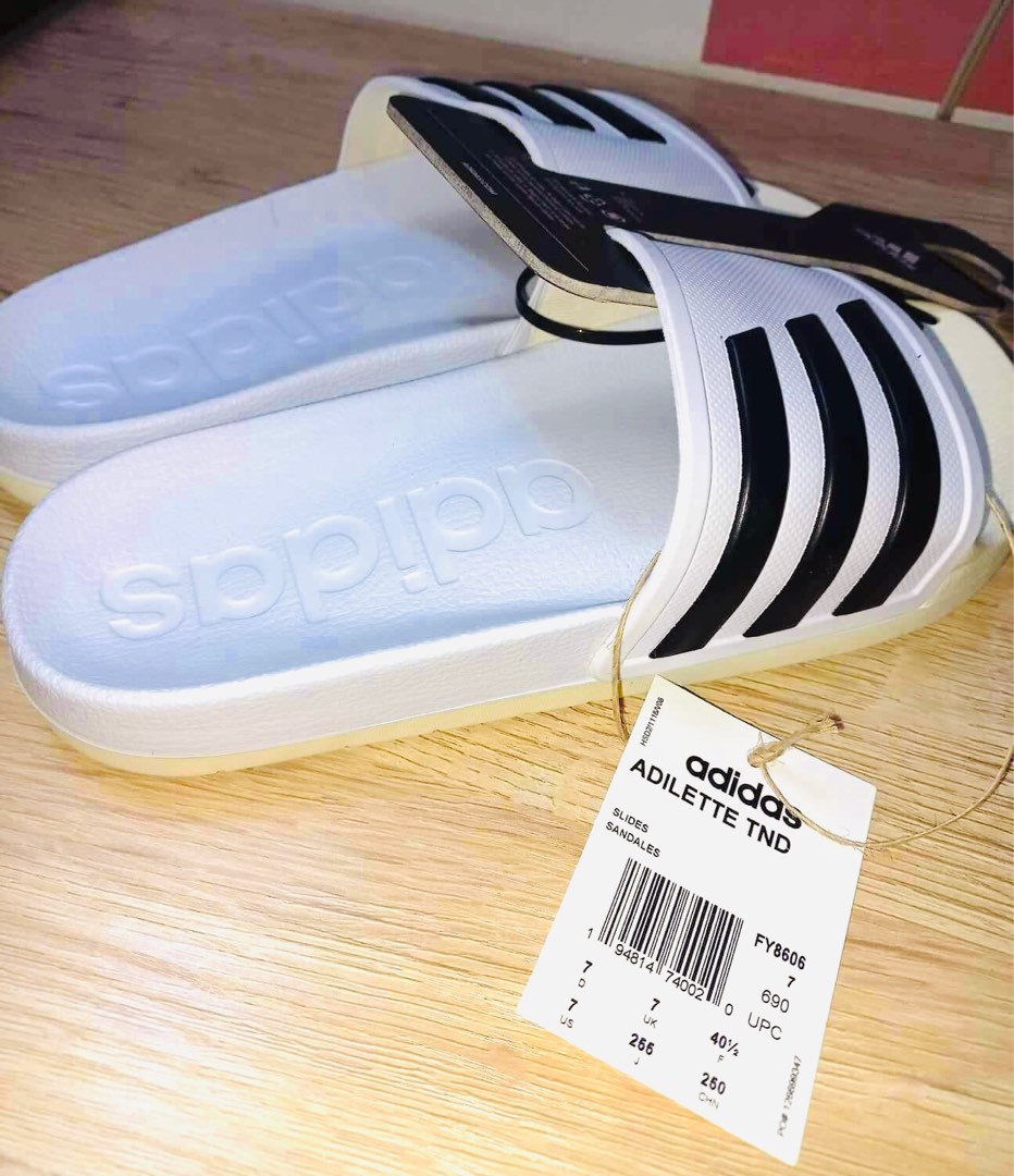 Authentic Adidas Men's Adilette TND Slides White / Black FY8606, Men's Fashion, Footwear ...