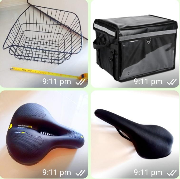 bicycle bike back front canvas basket delivery bag seat pump handle ...