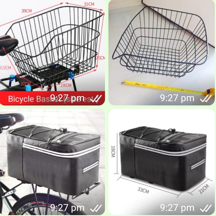 bicycle bike back front canvas basket delivery bag seat pump handle ...