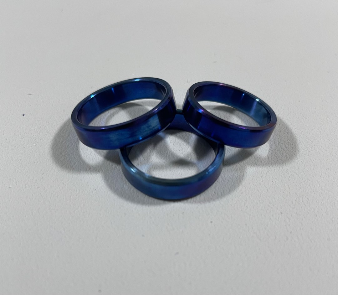 Blue titanium rings - grade 2 titanium, Men's Fashion, Watches ...