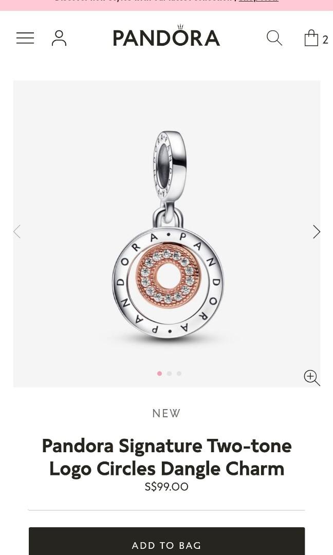 BN Pandora Signature Two-Tone Logo Circles Dangle Charm, Women's ...