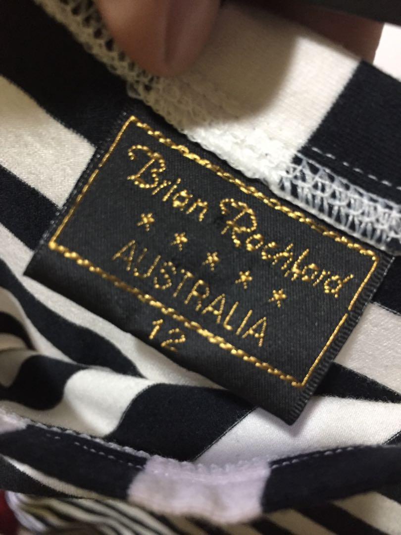 BRIAN ROCHFORD Black and White Stripes Top Body Suit, Women's Fashion ...