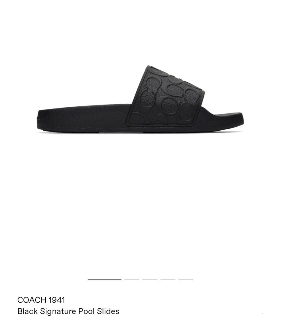 Coach 1941 black signature pool slides, Men's Fashion, Footwear ...