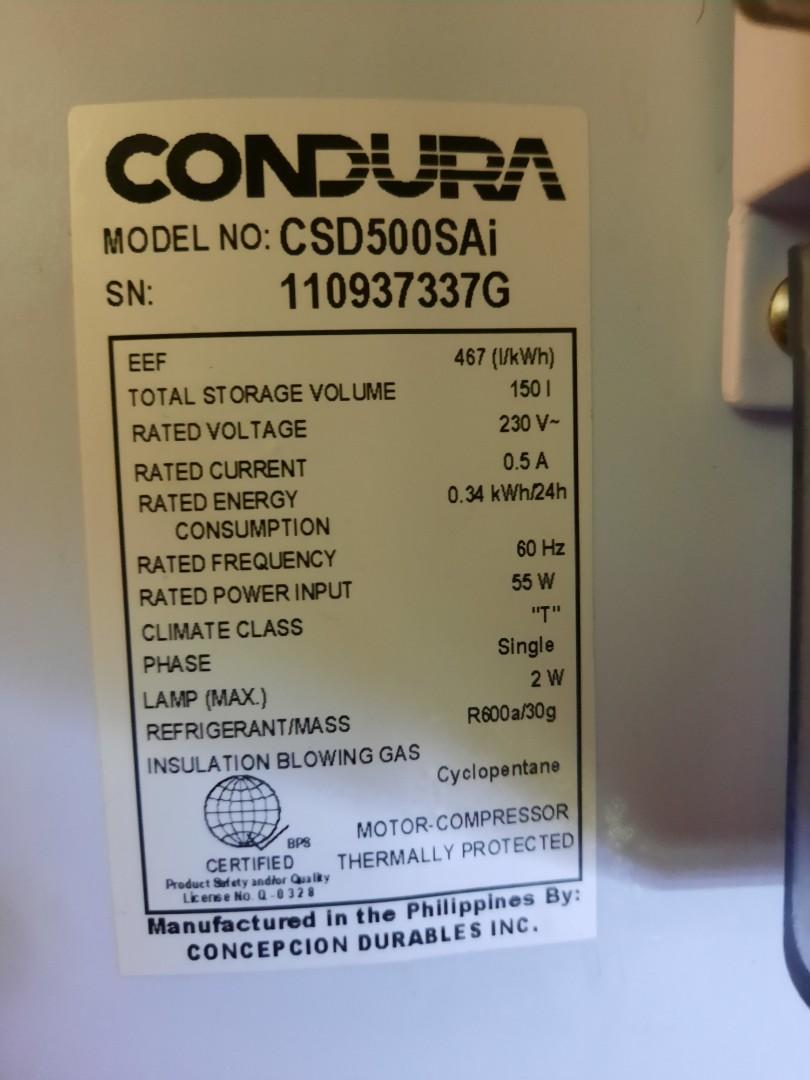 CONDURA INVERTER REF FOR SALE!!!, TV & Home Appliances, Kitchen ...