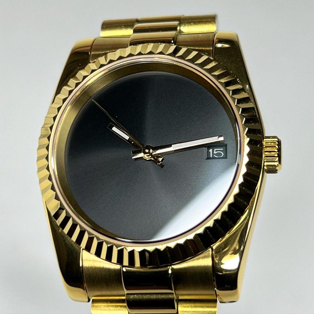 Custom Seiko Mod 36/39mm Sterile Black Gold Datejust President ...