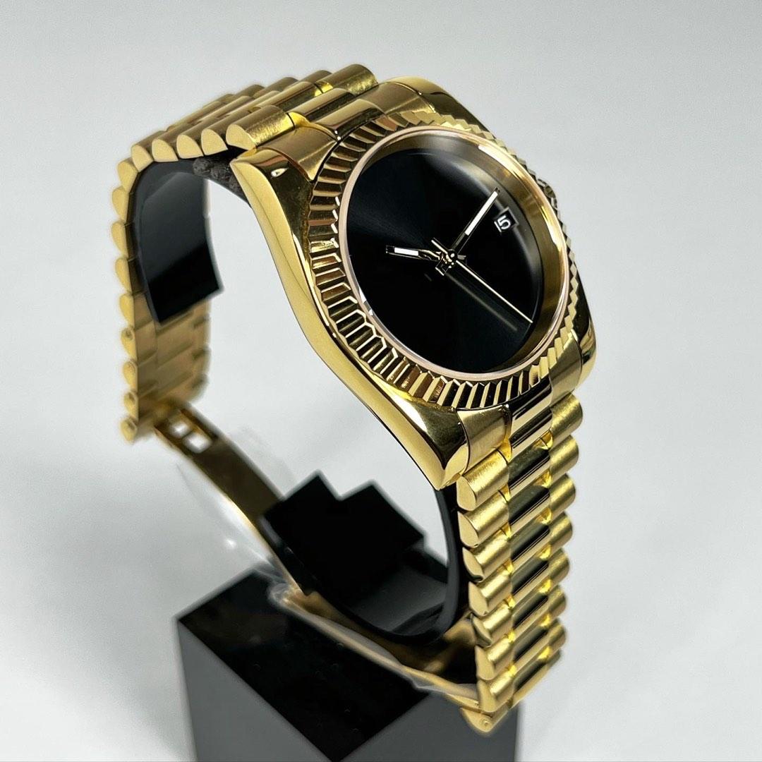 Custom Seiko Mod 36/39mm Sterile Black Gold Datejust President ...