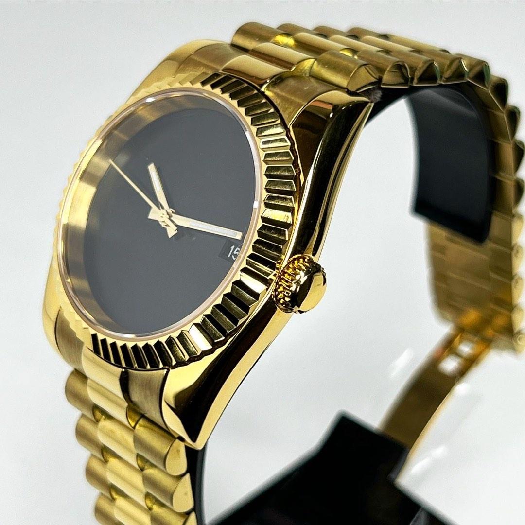 Custom Seiko Mod 36/39mm Sterile Black Gold Datejust President ...